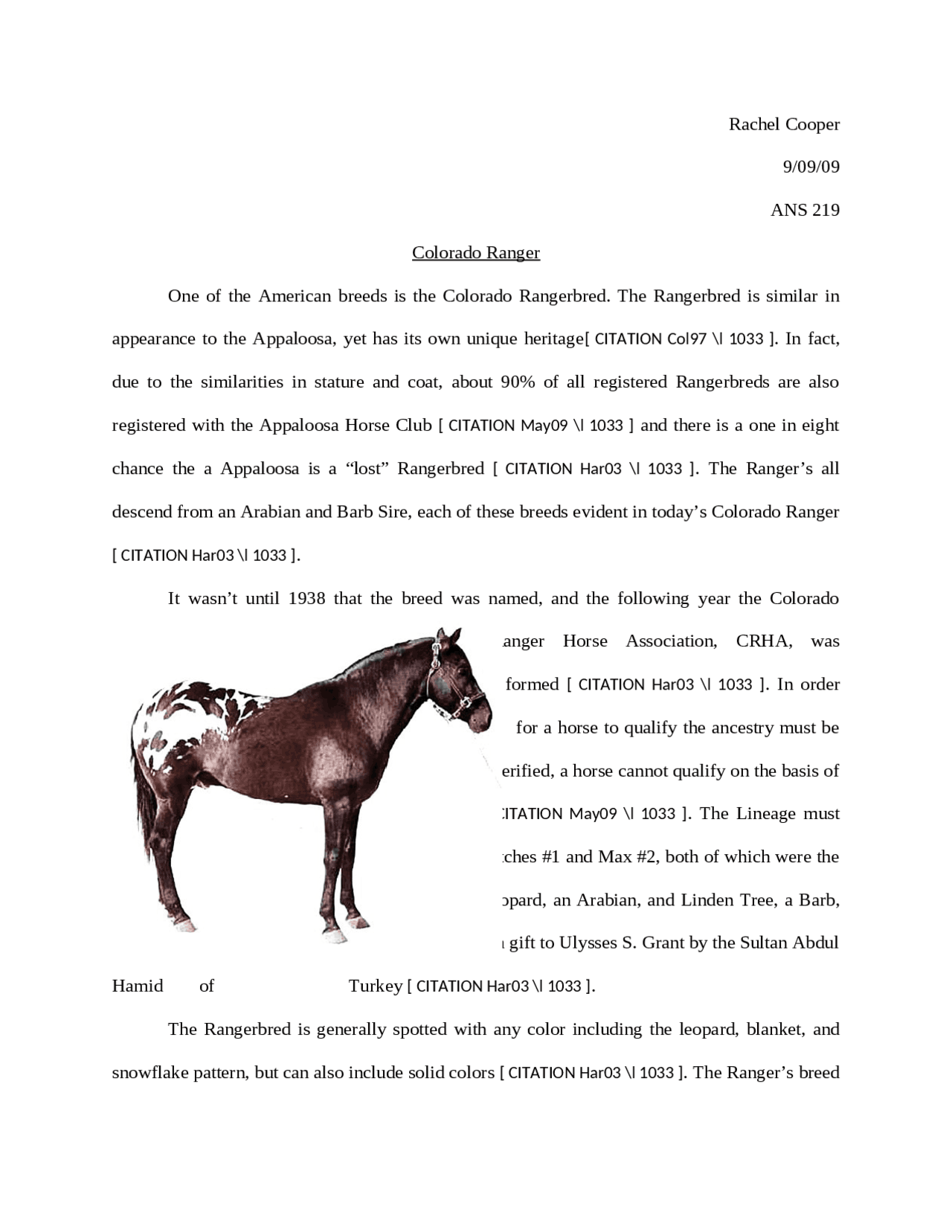 Introductory Horse Management - Colorado Ranger | ANS 219 - Docsity