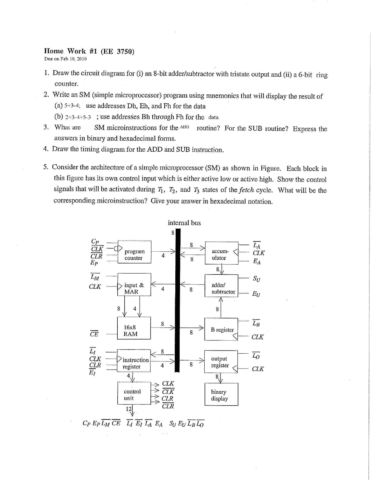 5 Questions on Microprocessors Systems - Homework 1 | EE 3750 | Assignments Electrical and ...
