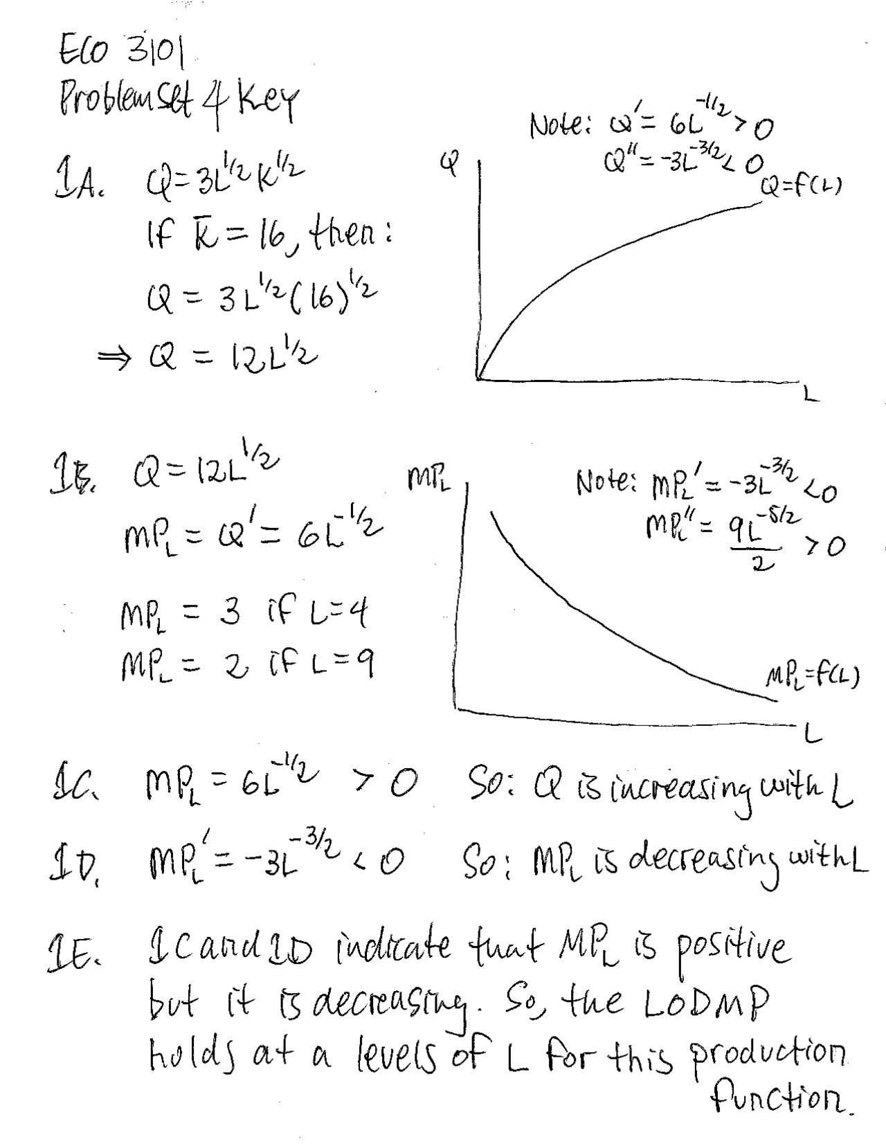 Answer Key Of Problem Set 4 On Intermediate Microeconomics Eco 3101