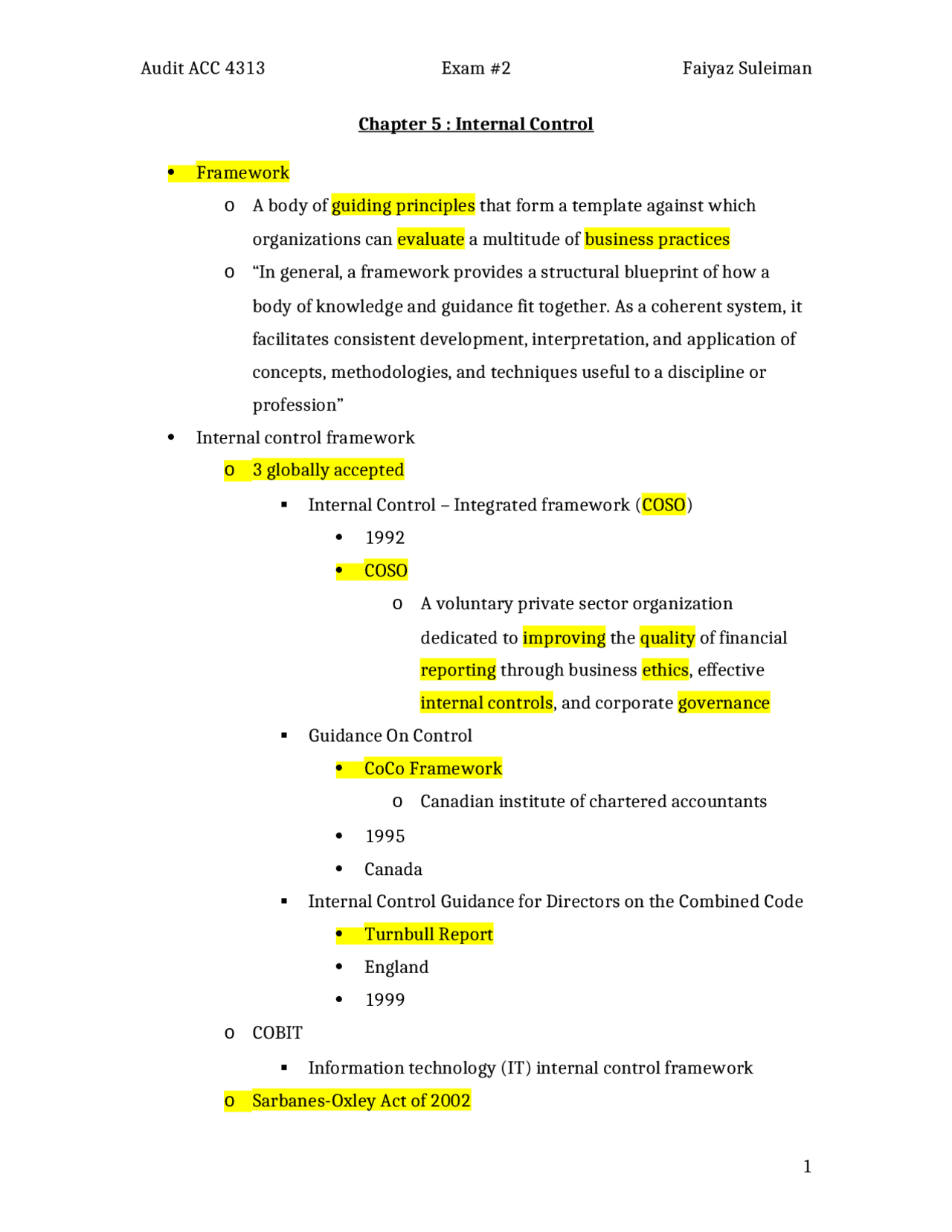 Lecture Notes On Internal Control Acc 4313 Docsity