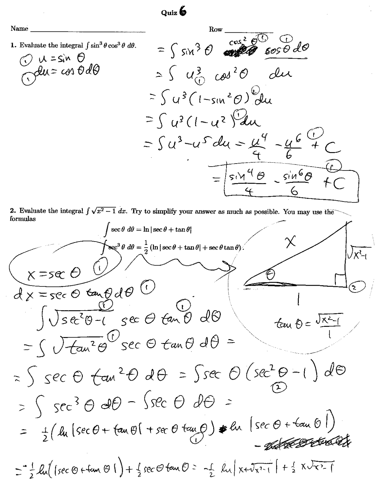 Quiz 6 With Solutions Calculus And Analytic Geometry Ii Math 2423