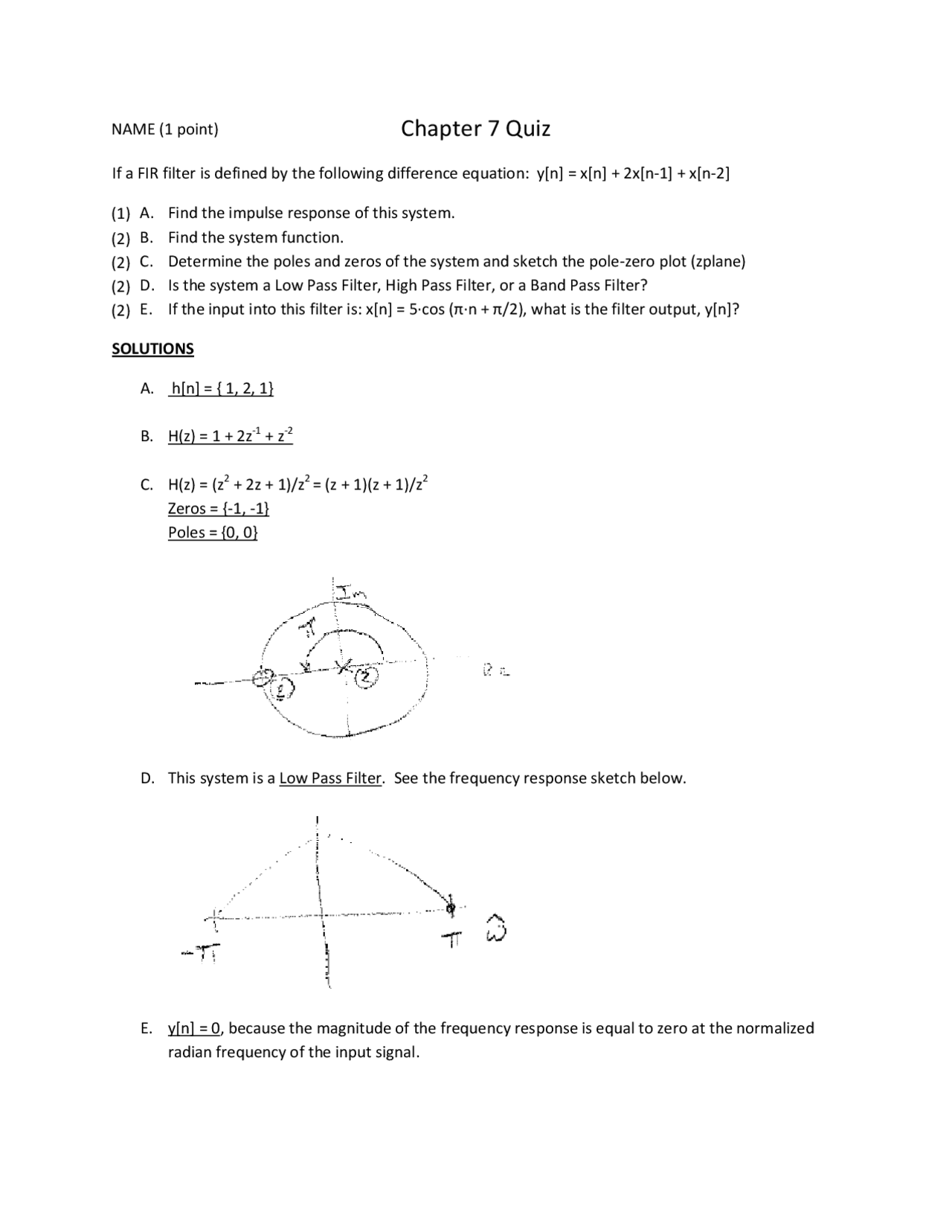 3 Solved Problems To Find The System Functions Quiz 7 Ece 2713 Docsity