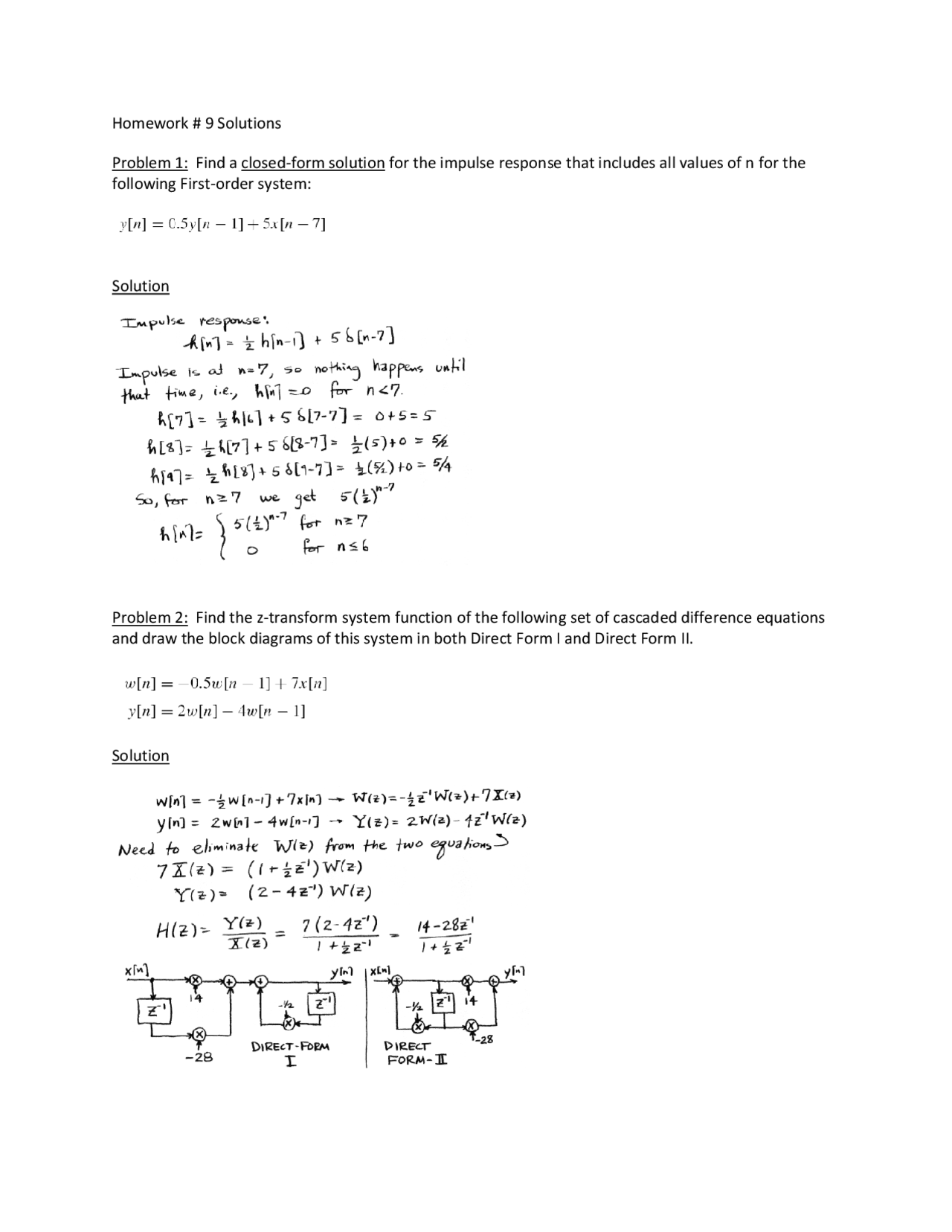 6 Solved Problems On Digital Signals And Filtering Homework 9 Ece