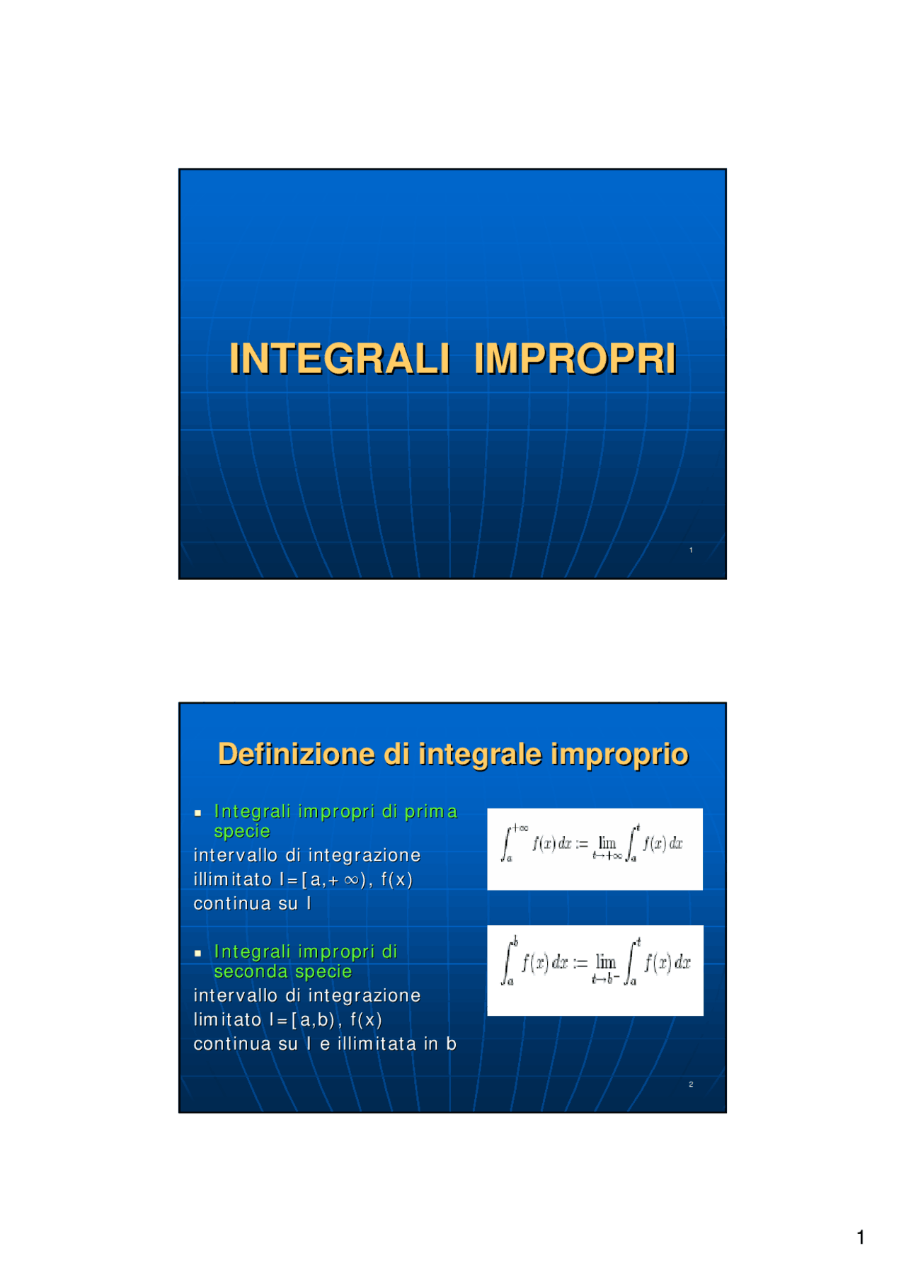 Integrali Impropri Docsity