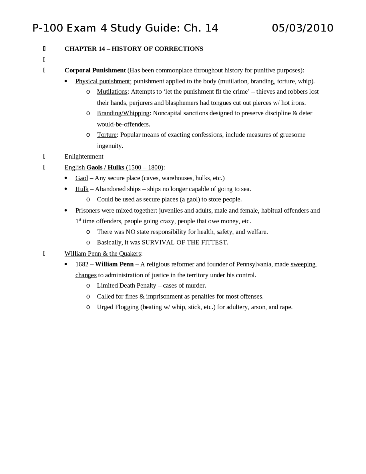 Introduction to Criminal - Exam 4 Study Guide | CJUS - Docsity