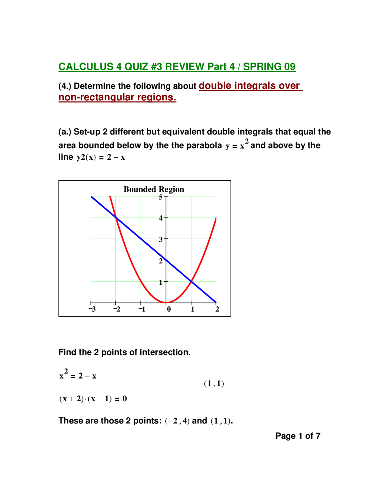 Practice Quiz 3 Review Calculus 4 Math 200 Docsity