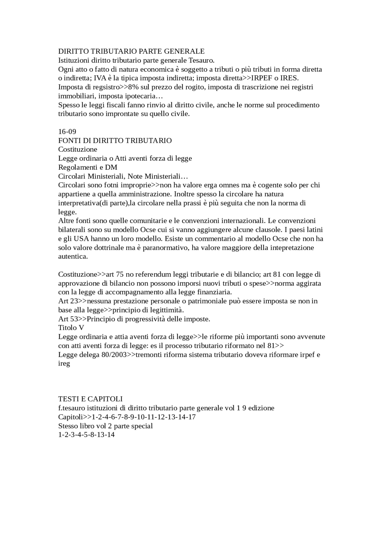 Diritto Tributario Parte Generale Tesauro Docsity