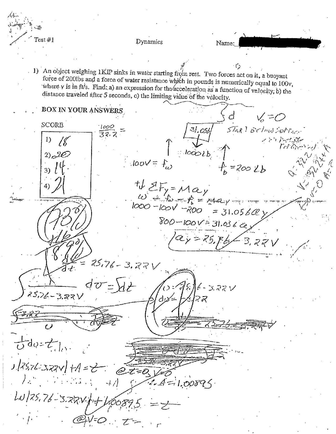 Solution Manual For Test 1 Dynamics Egn 3321 Docsity