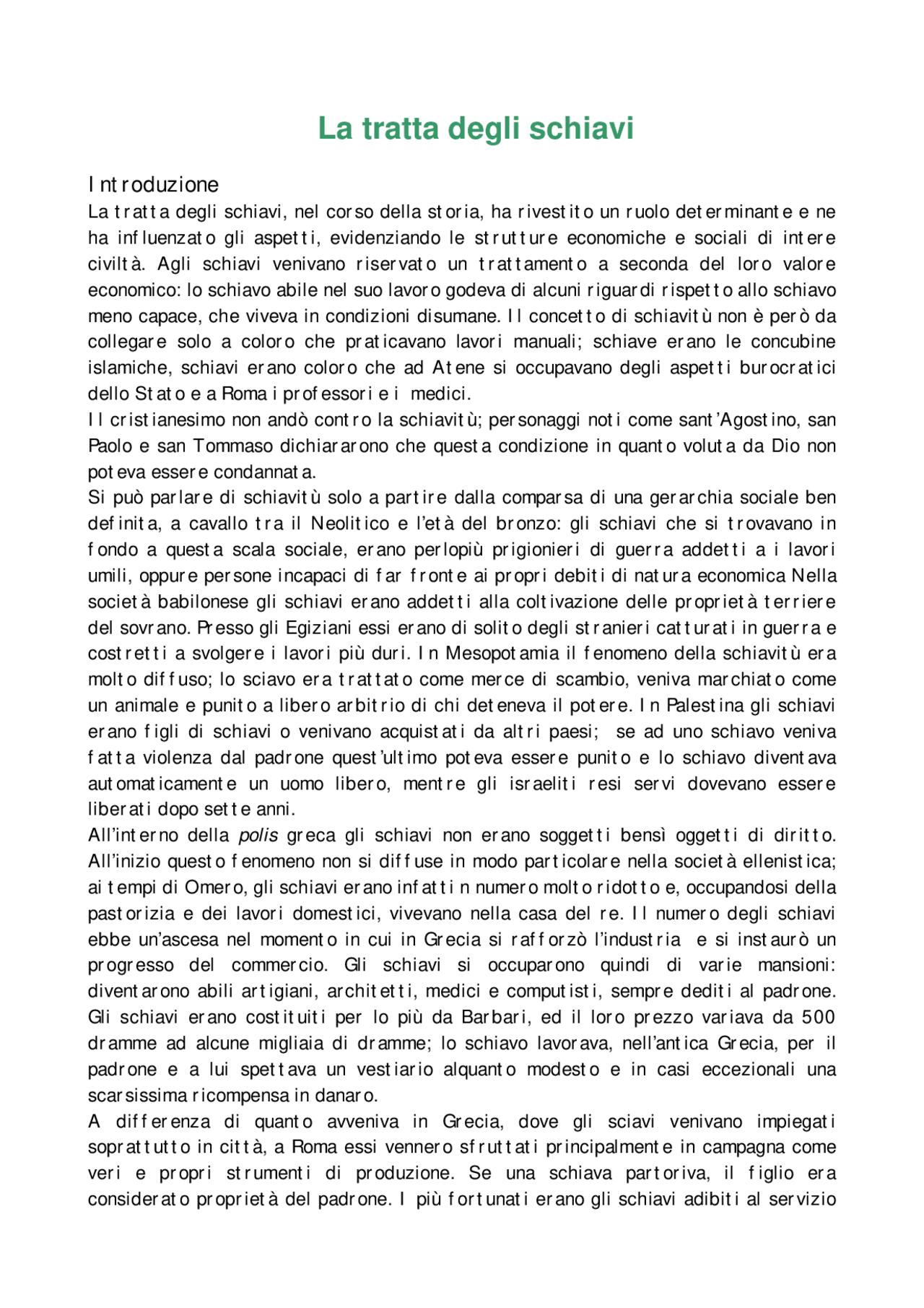 La Tratta Degli Schiavi Scheda Dapprofondimento Docsity