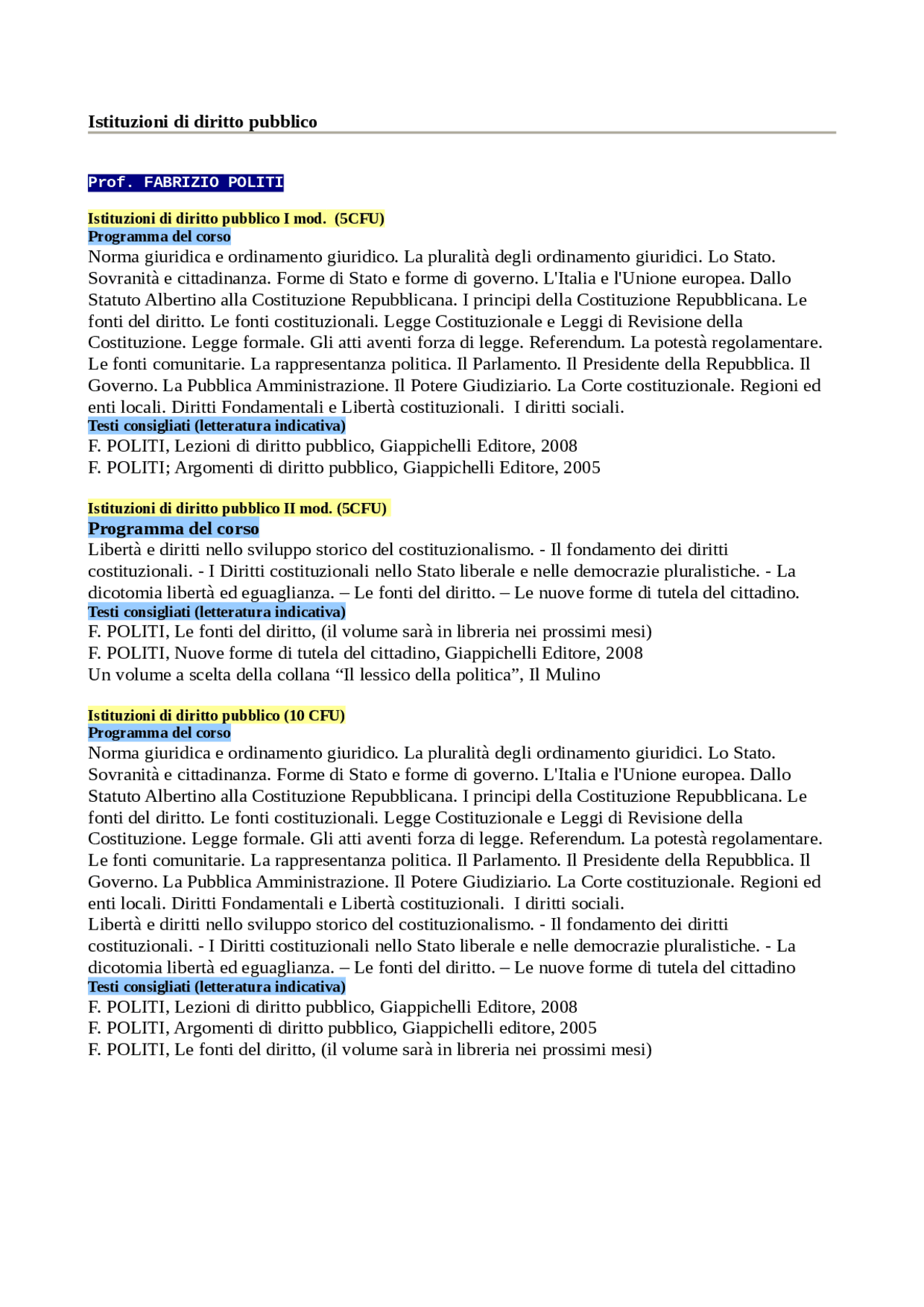 Diritto pubblico primo anno univ - Docsity