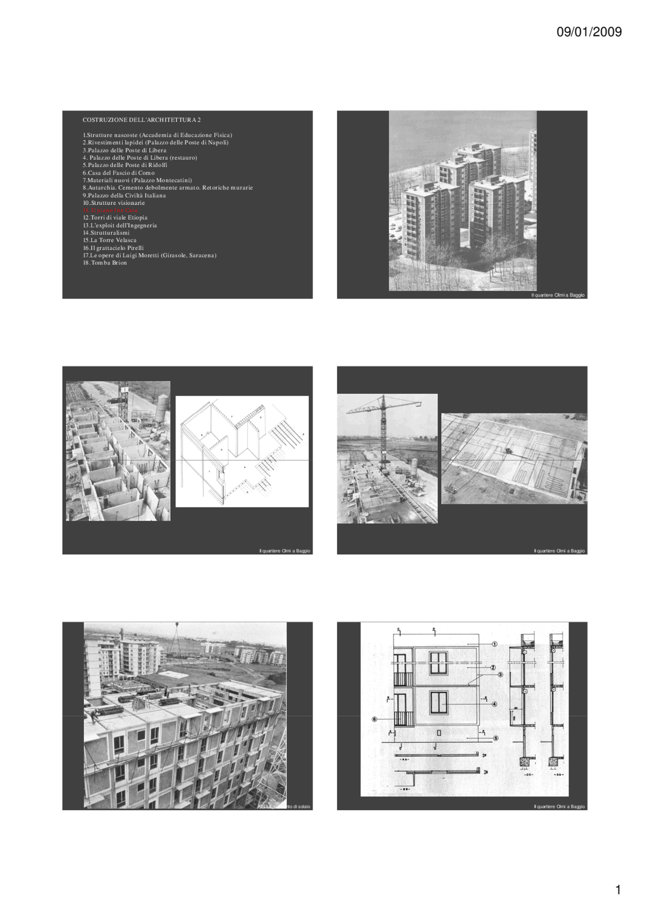 Costruzione dell'Architettura - Il piano Ina Casa - Parte 2 - Docsity