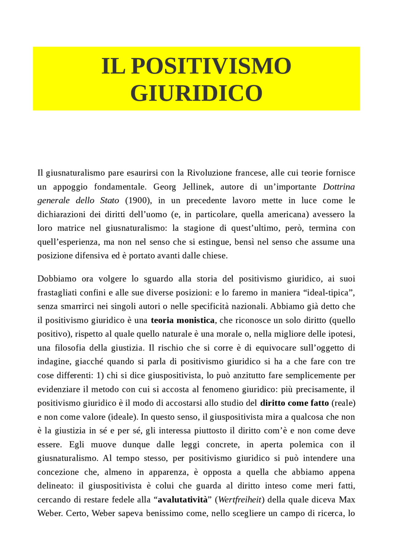 Il Positivismo Giuridico Docsity