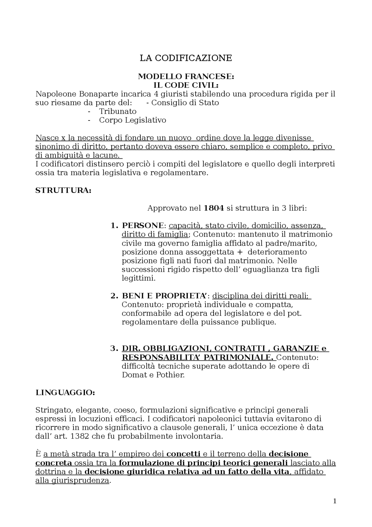 La Codificazione Docsity