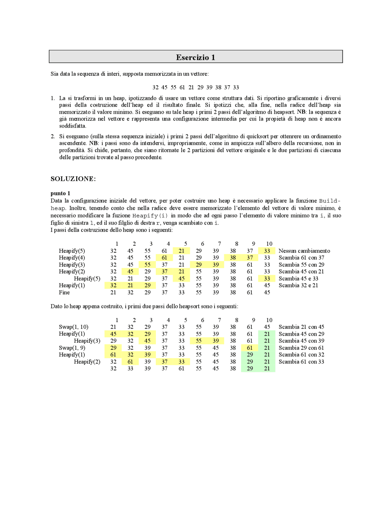 Soluzione Teoria Algoritmi Programmazione Avanzata Docsity
