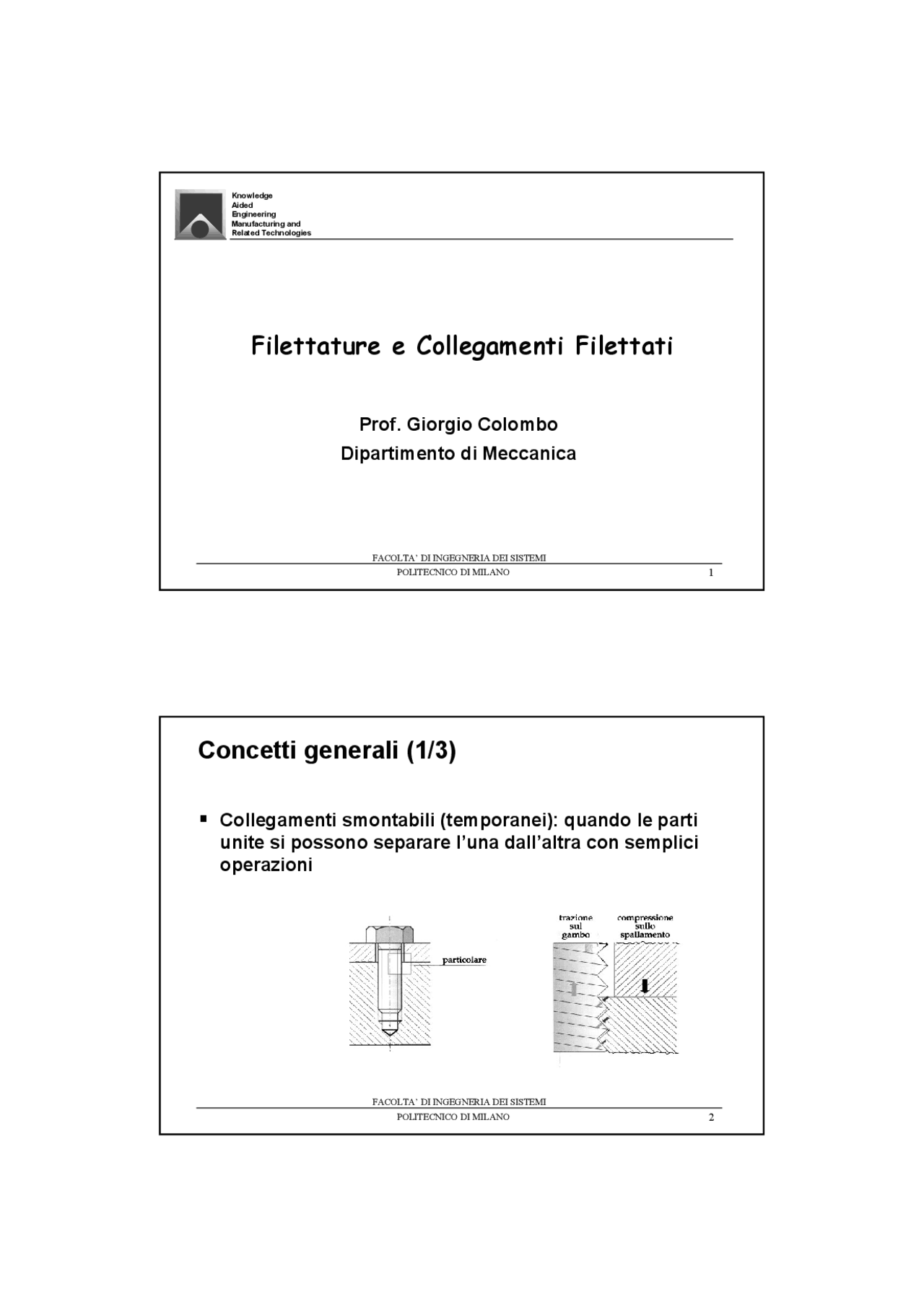 Lez 7 disegno tecnico - Filettature e collegamenti filettati | Dispense ...
