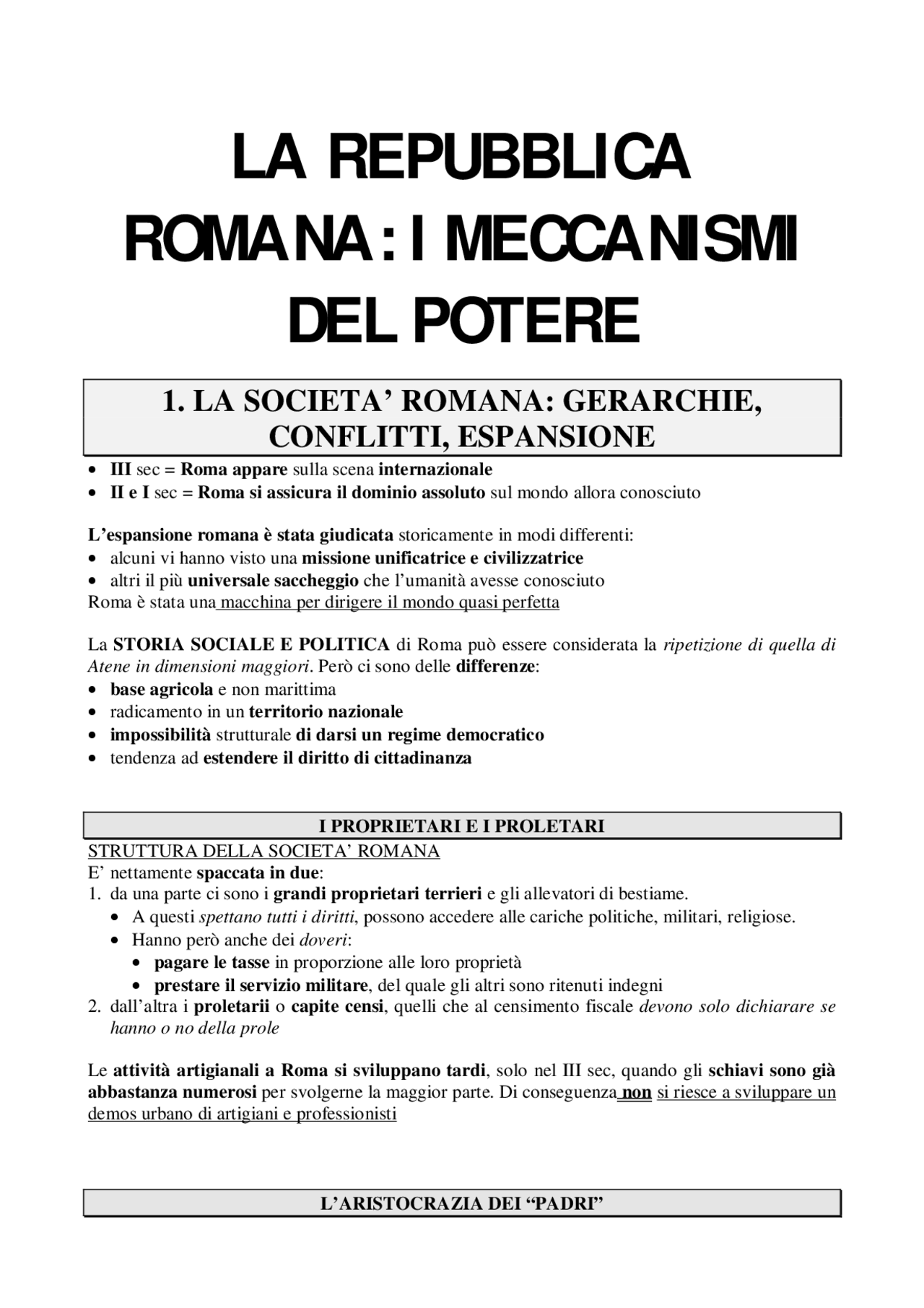 LA REPUBBLICA ROMANA [Scheda d'approfondimento] | Sintesi del corso di ...
