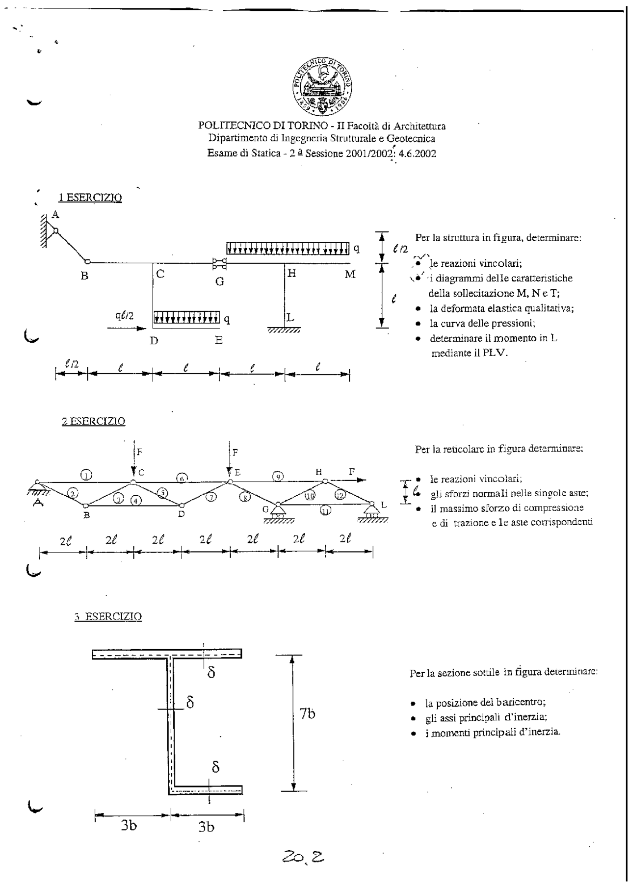 Statica Esame Svolto 4 06 2002 Docsity