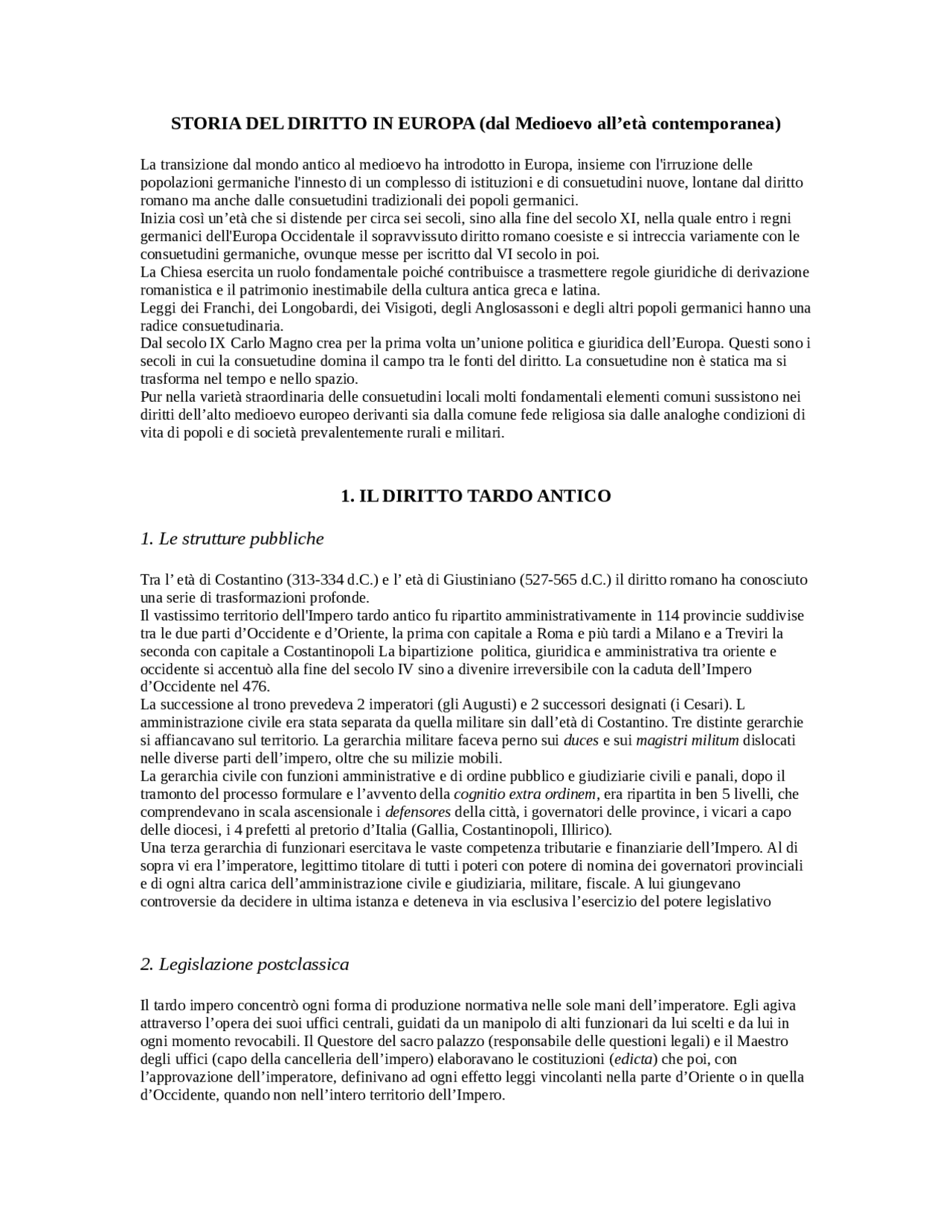 Storia Del Diritto In Europa Rif Padoa Schioppa Docsity