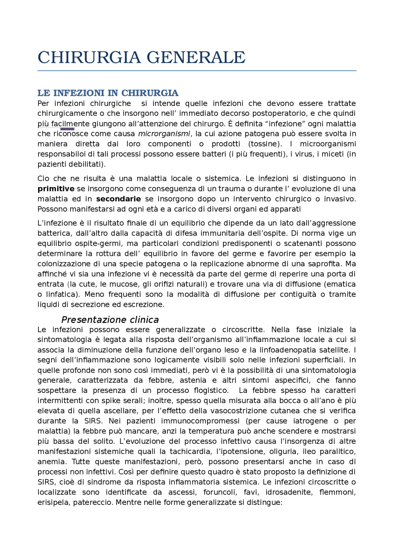 Chirurgia Generale Docsity