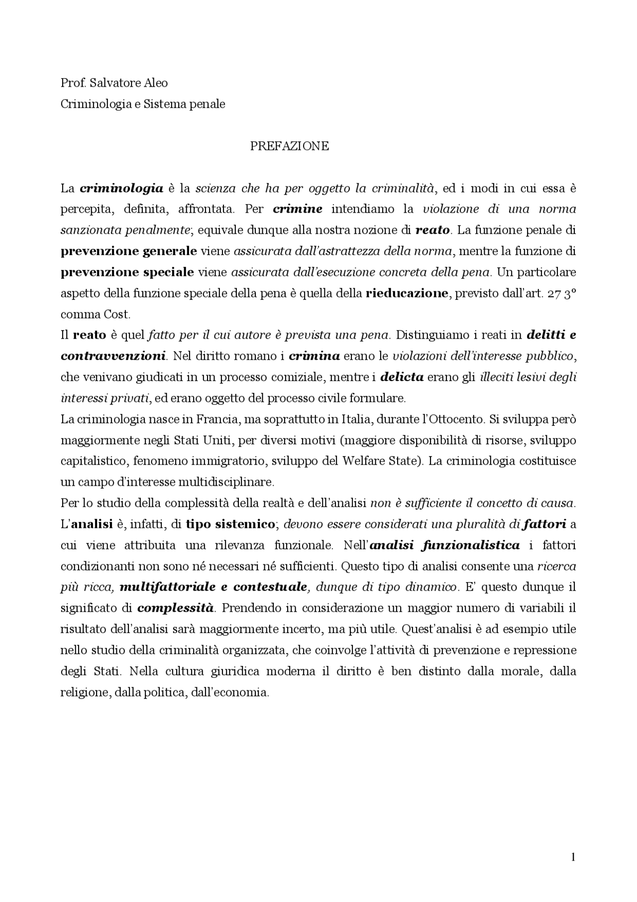 Criminologia E Sistema Penale Docsity