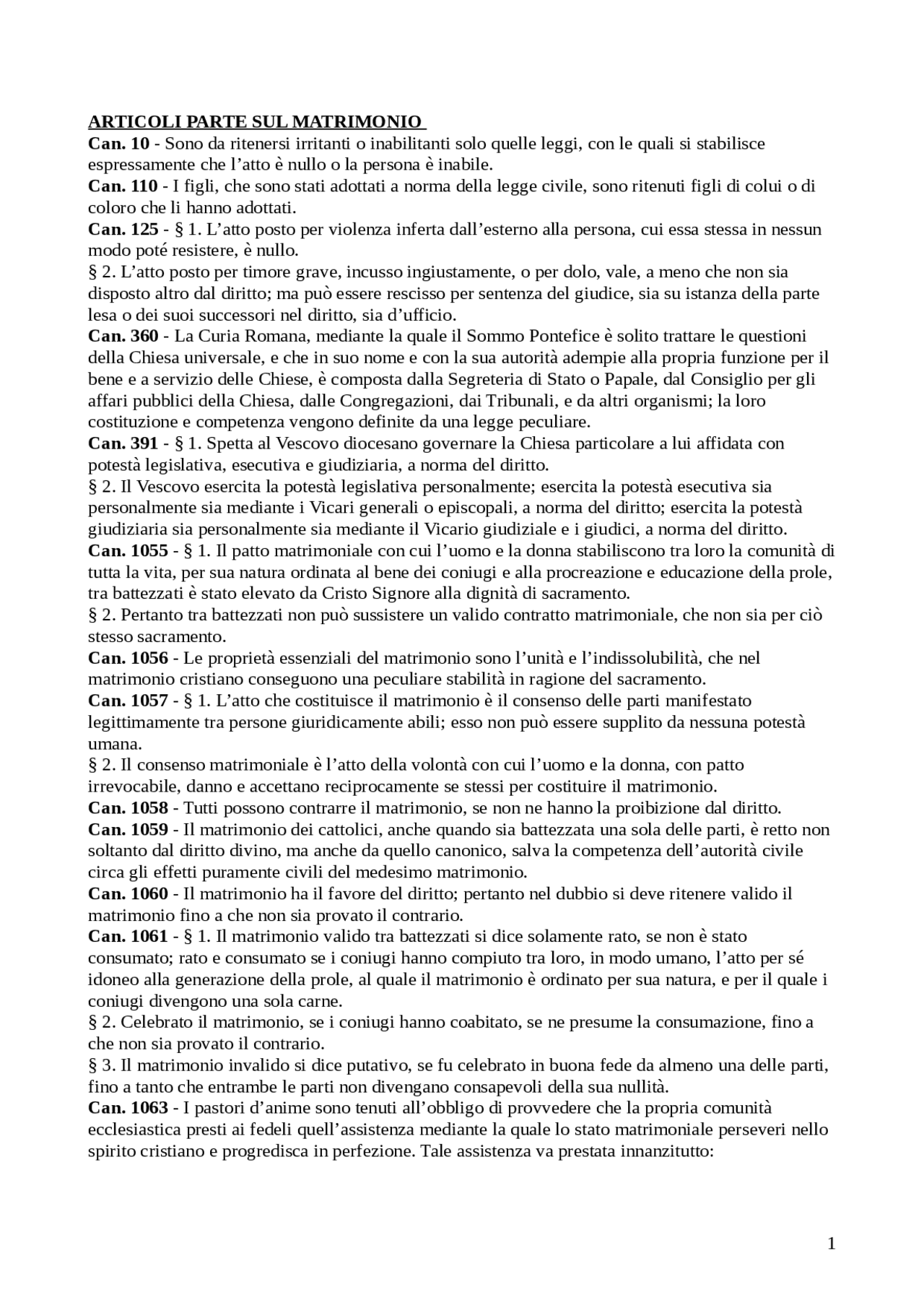 Articoli Parte Sul Matrimonio Docsity