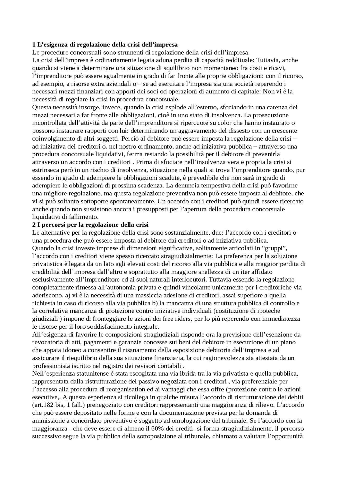 Riassunto Di Diritto Fallimentare Docsity