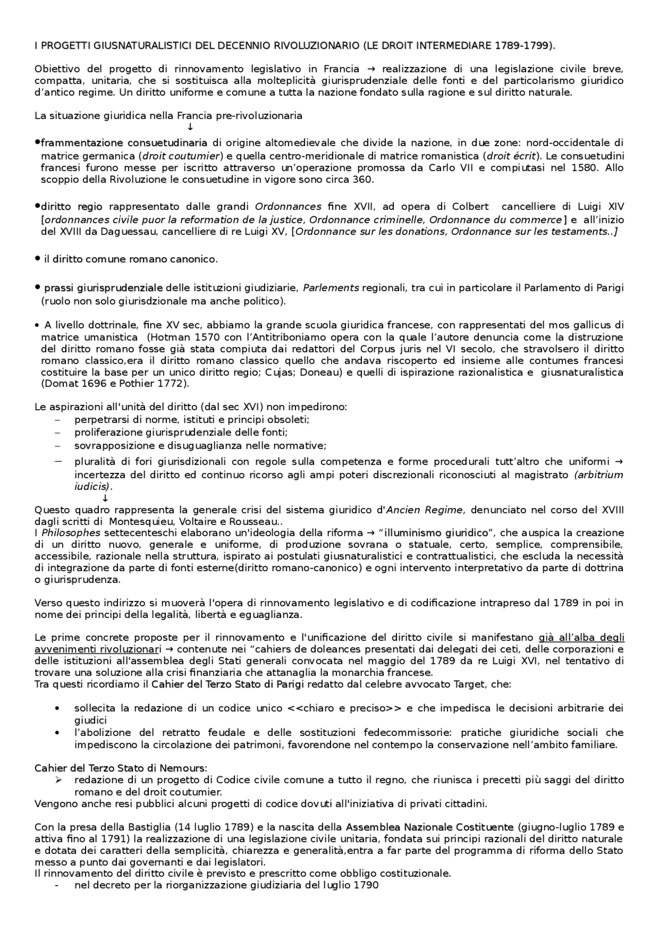 VERSO IL CODICE CIVILE NAPOLEONICO - Docsity