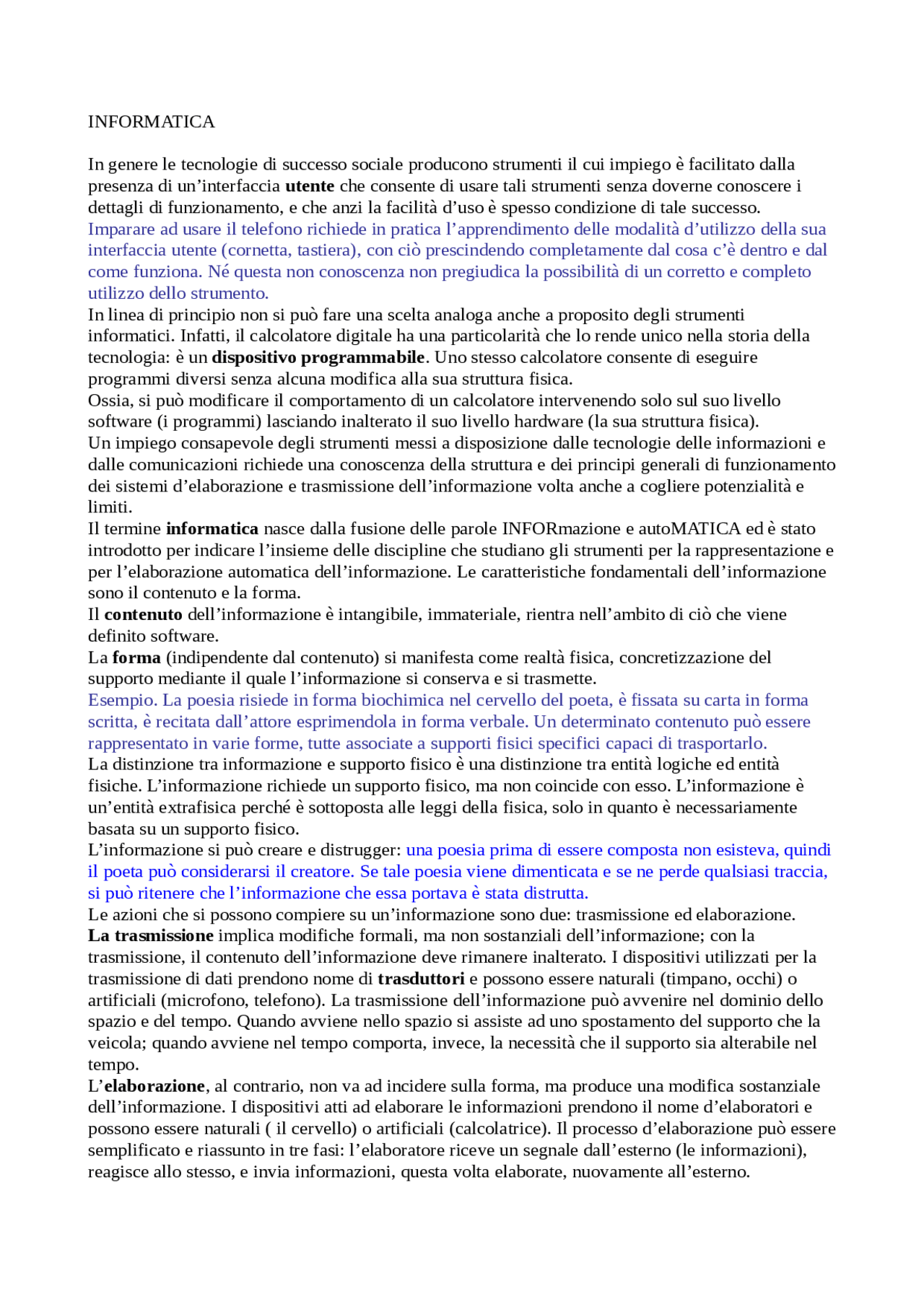 Informatica Docsity