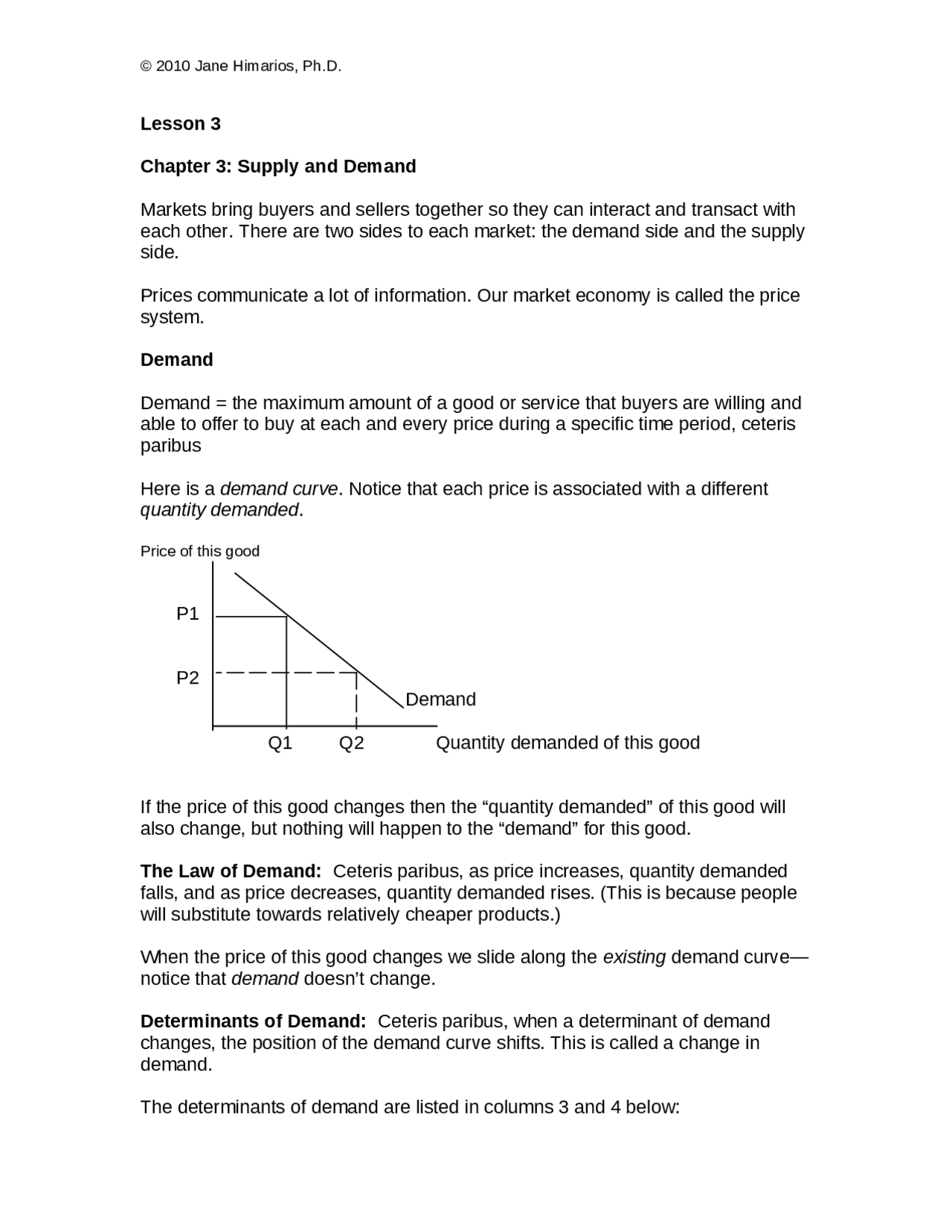 Supply and Demand Outline - Principles of Macroeconomics | ECON 2305 - Docsity