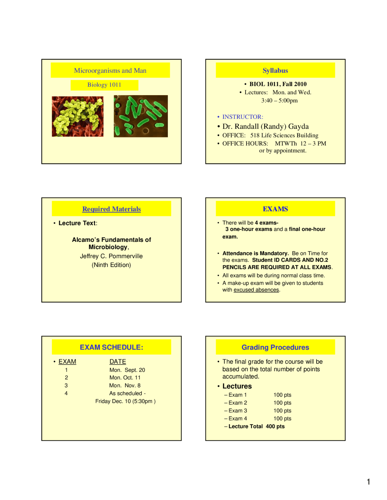 Microorganisms And Man Lecture Slides Biol 1011 Docsity