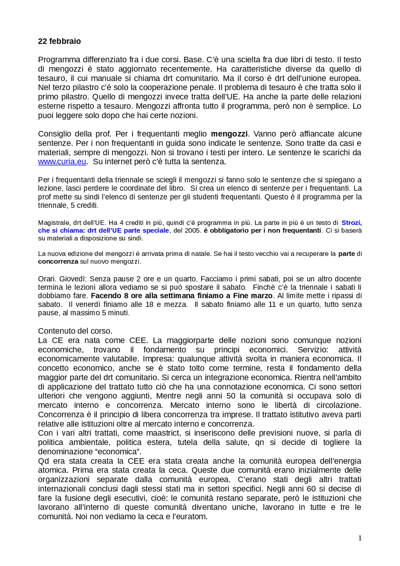 Diritto Comunitario Docsity