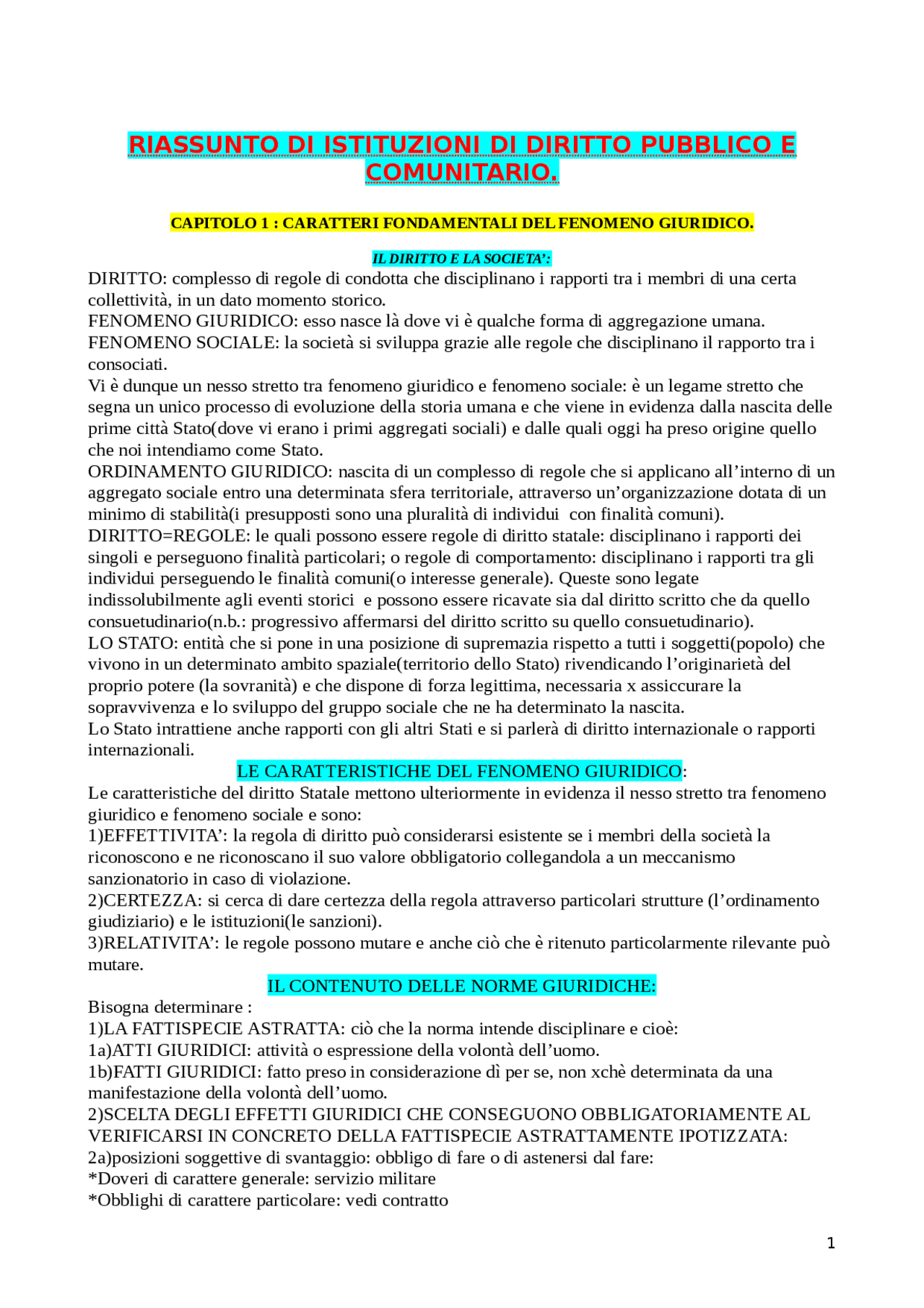 4 - RIASSUNTO DI ISTITUZIONI DI DIRITTO PUBBLICO E COMUNITARIO -2 - Docsity