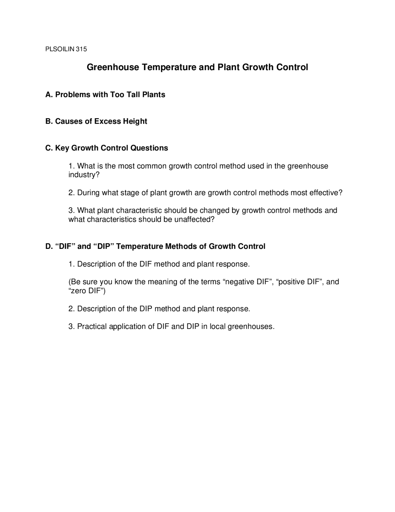 Greenhouse Temperature and Plant Growth Control - Lecture Notes ...