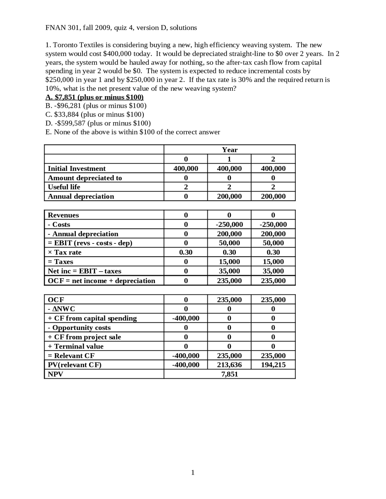 4 Questions Of Recitation For Lecture Quiz 4 Fnan 301 Docsity