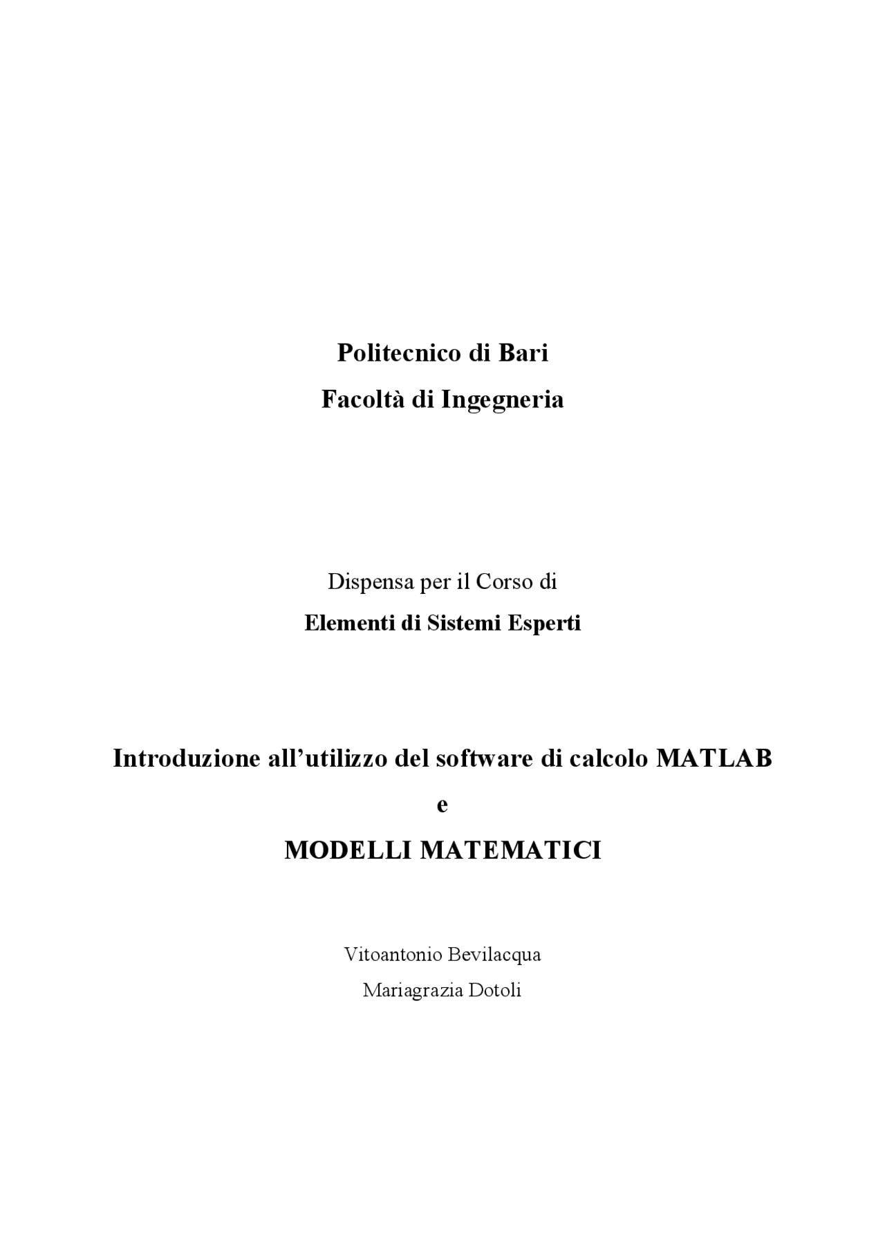 Introduzione A Matlab Docsity