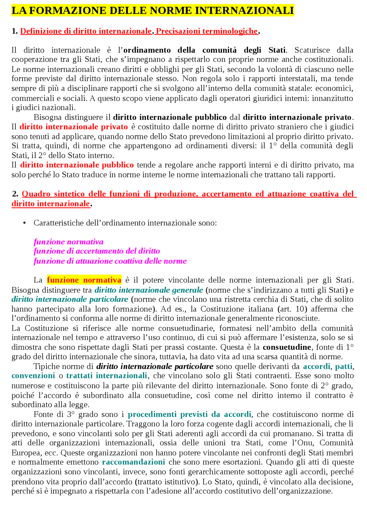 Esame Di Diritto Internazionale Conforti Docsity