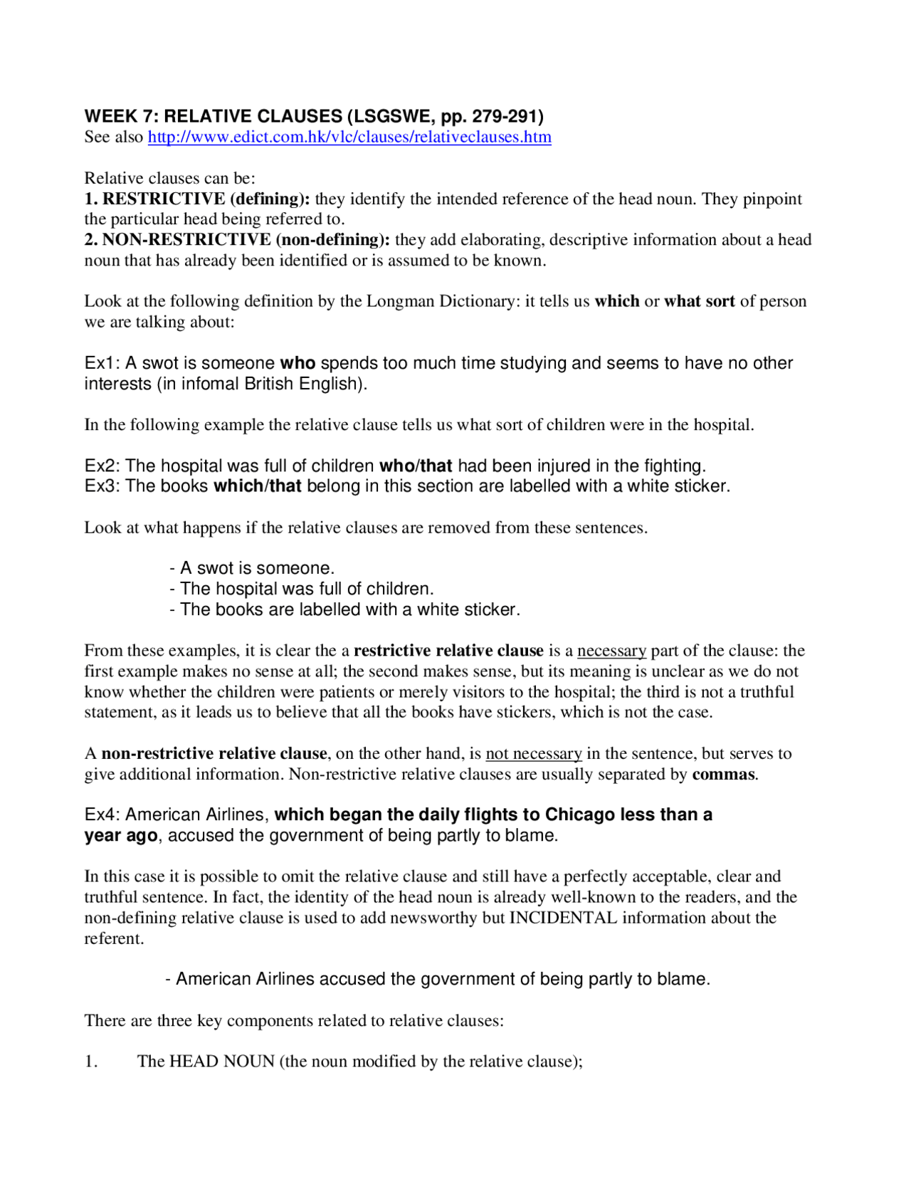Lingua Inglese - Relative Clauses - Docsity
