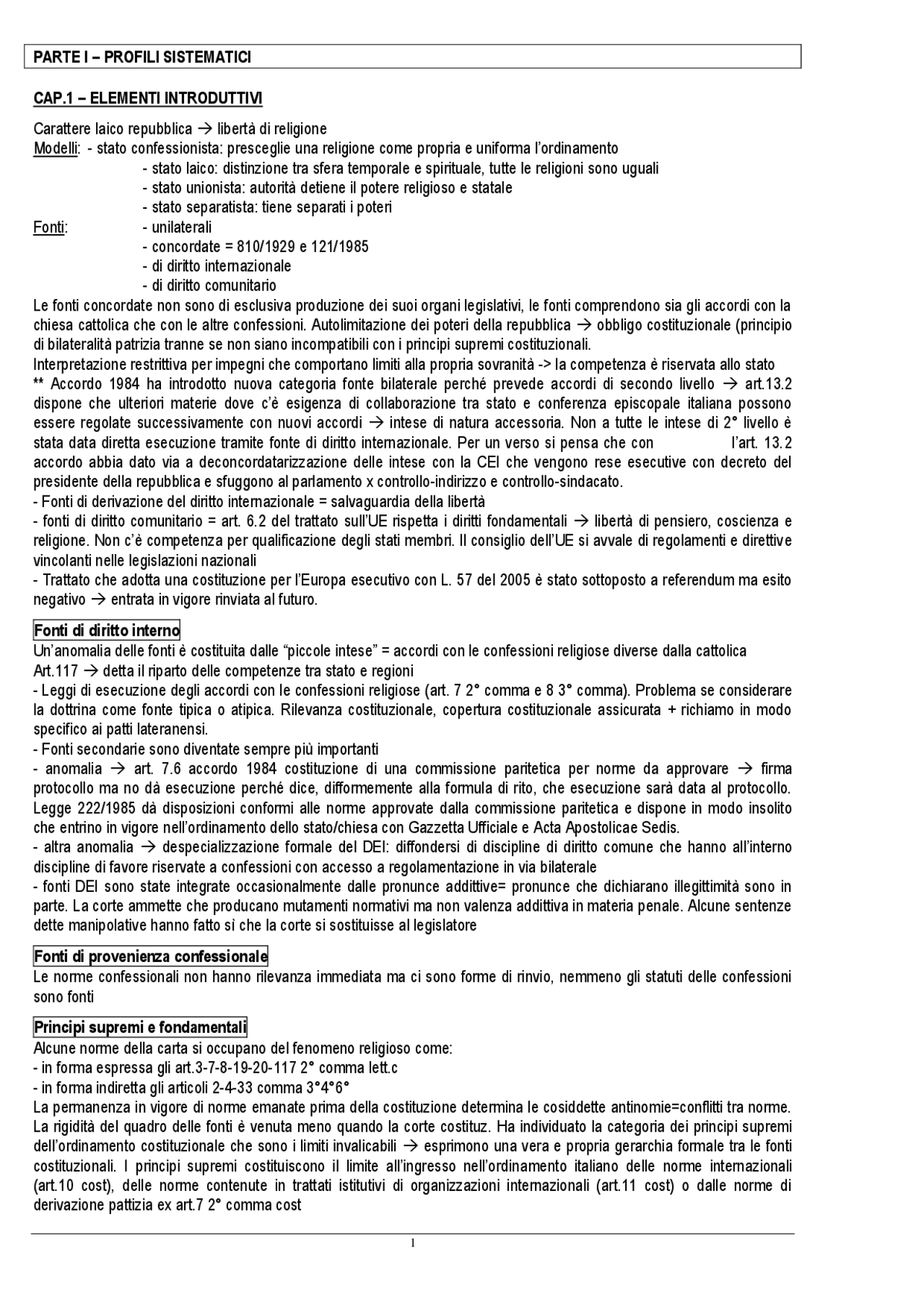 Parte Introduttiva Di Diritto Ecclesiastico Docsity
