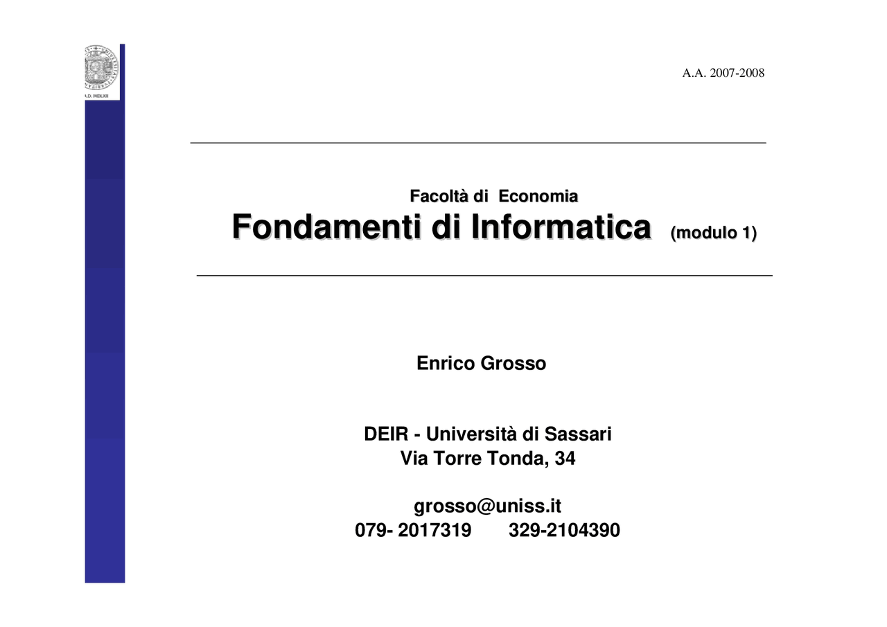 Fondamenti Di Informatica Dispense Docsity