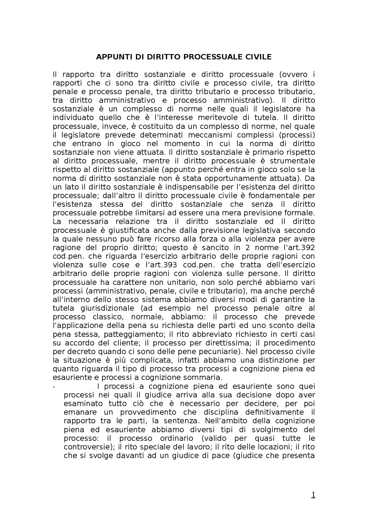 Appunti Di Diritto Processuale Civile Docsity