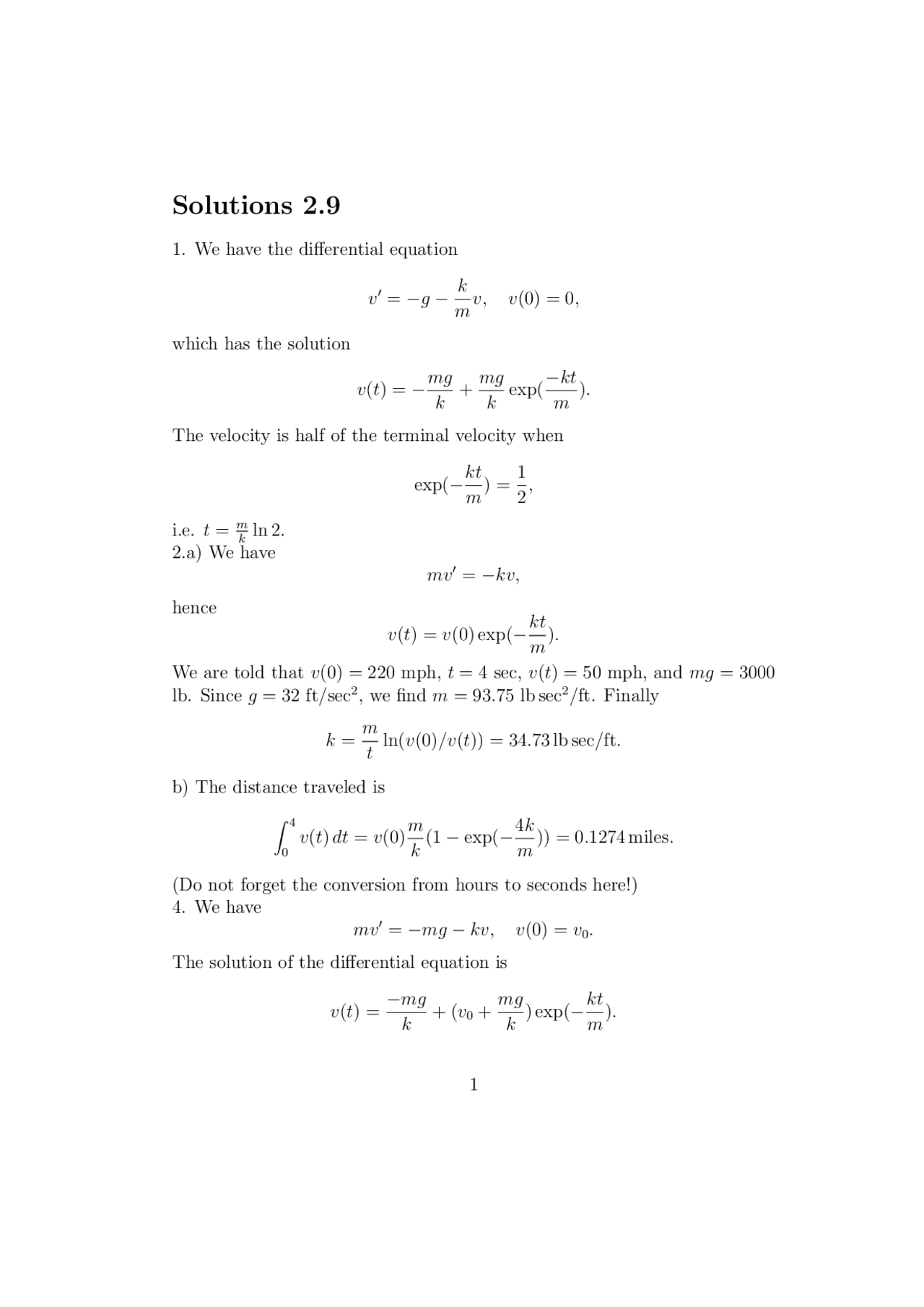Homework Solutions Introduction To Differential Equations Math 2214