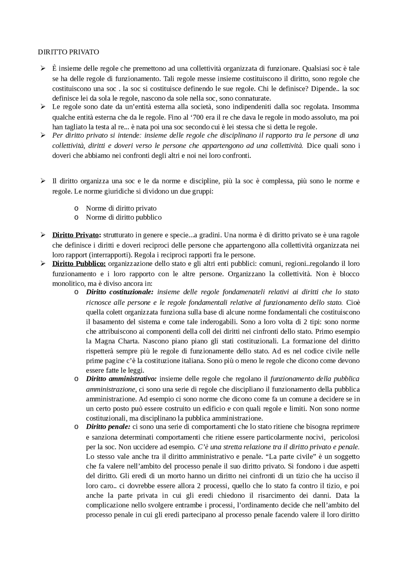 Diritto Privato Docsity