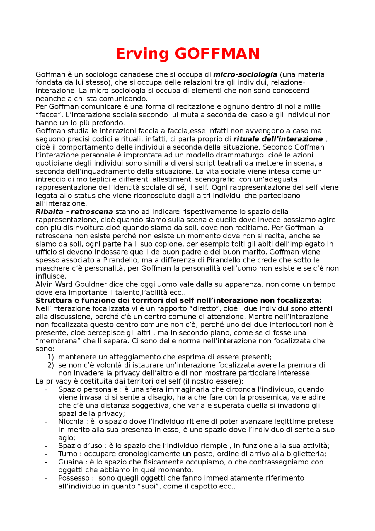 Erving Goffman Docsity