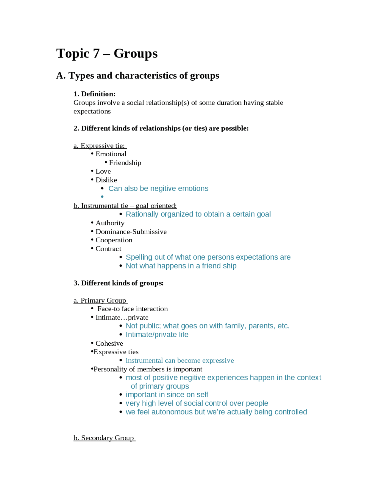 Types and Characteristics of Groups | SOC 1004 | Study notes ...