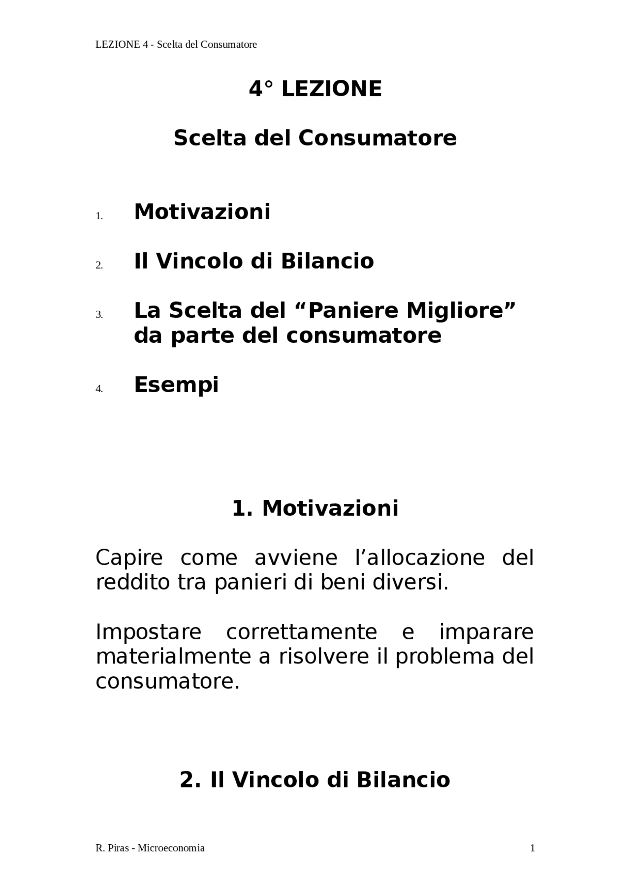 Microeconomia Lezione 4 Docsity