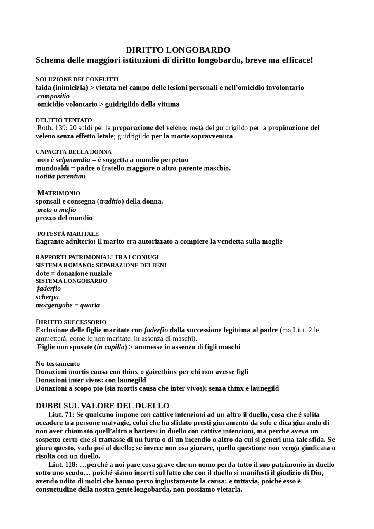 Diritto Longobardo Docsity