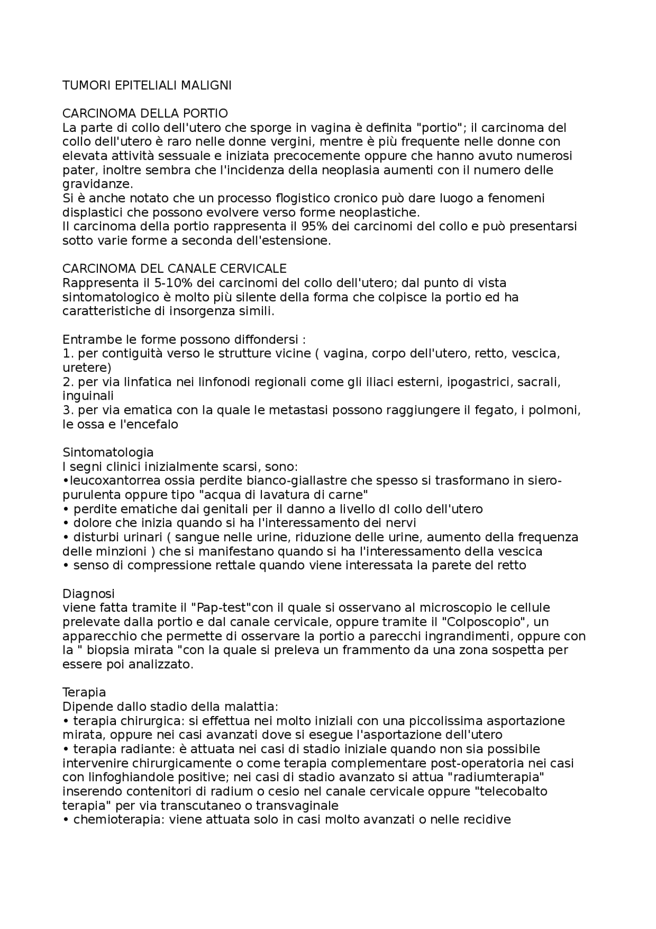 Tumori Epiteliali Maligni Appunti Di Anatomia Patologica Docsity