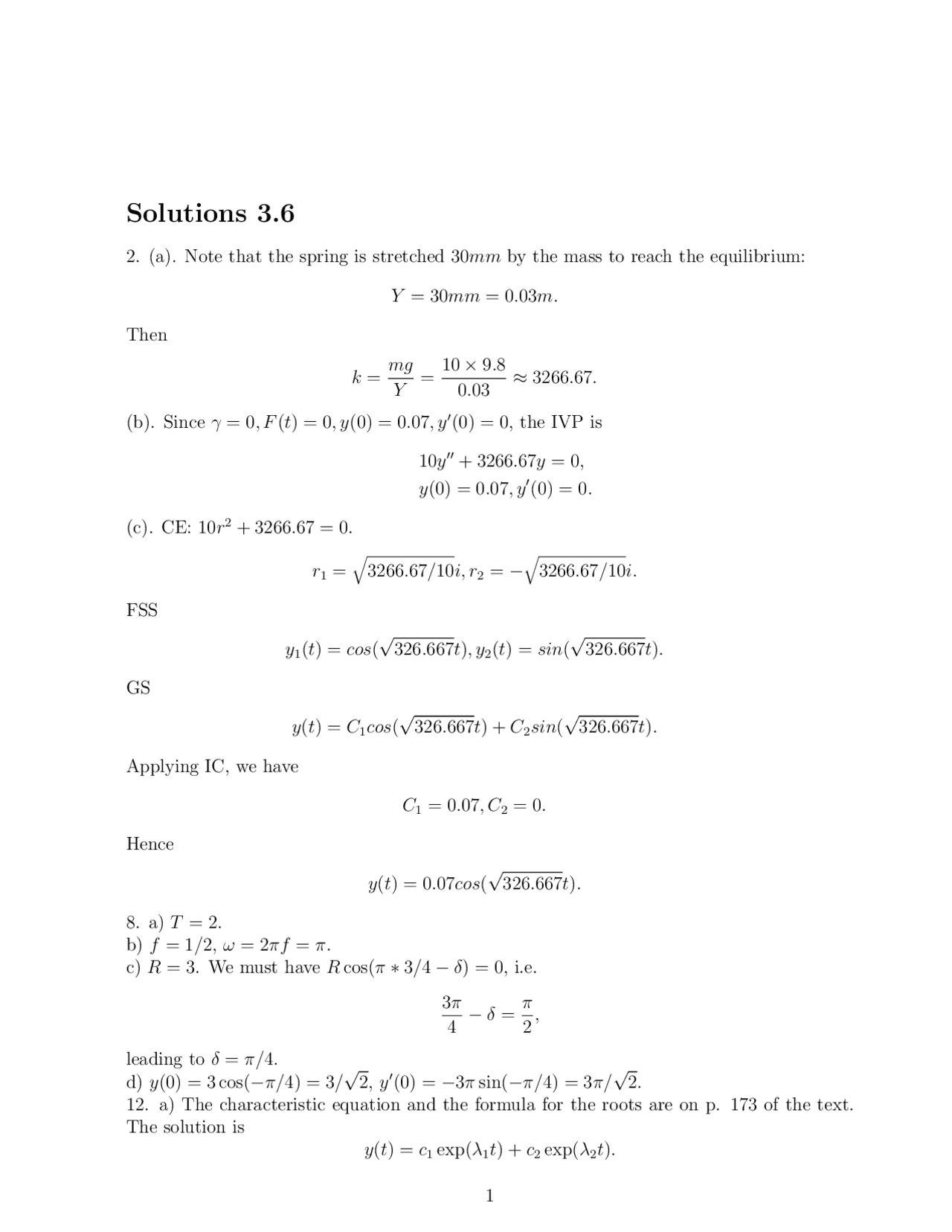 Introduction To Differential Equations Solved Homework Math 2214