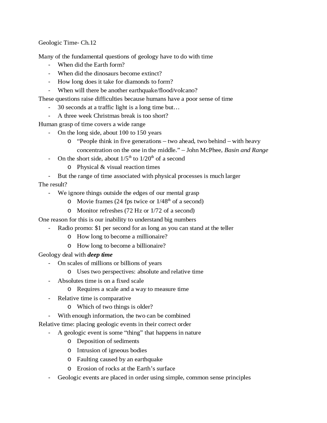 Geologic Time Chapter 12 Physical Geology Geos 1004 Docsity