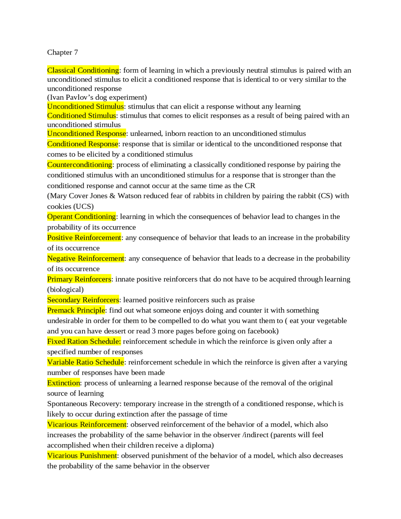 Classical Conditioning, Premack Principle, Positive Reinforcement | PSYC 2004 - Docsity